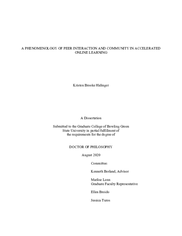 (PDF) A PHENOMENOLOGY OF PEER INTERACTION AND COMMUNITY IN ACCELERATED ...