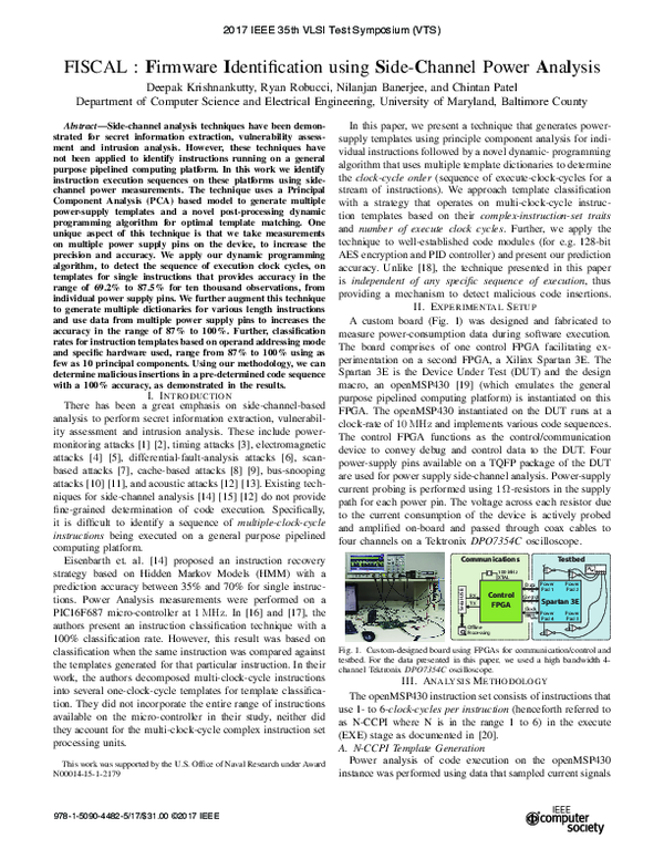 (PDF) Fiscal: Firmware identification using side-channel power analysis