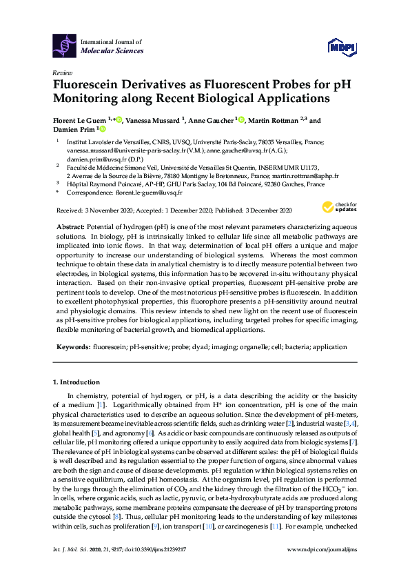 (PDF) Fluorescein Derivatives as Fluorescent Probes for pH Monitoring along Recent Biological ...