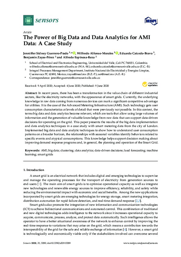 (PDF) The Power of Big Data and Data Analytics for AMI Data: A Case Study