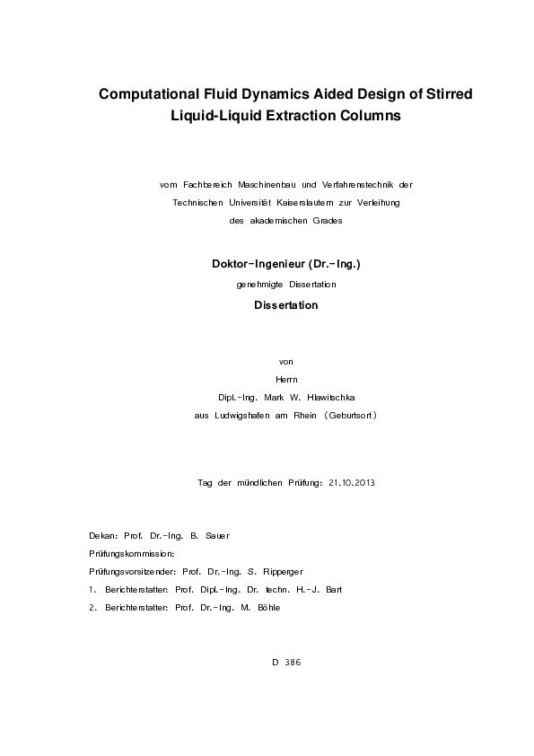 (PDF) Computational Fluid Dynamics Aided Design of Stirred Liquid-Liquid Extraction Columns