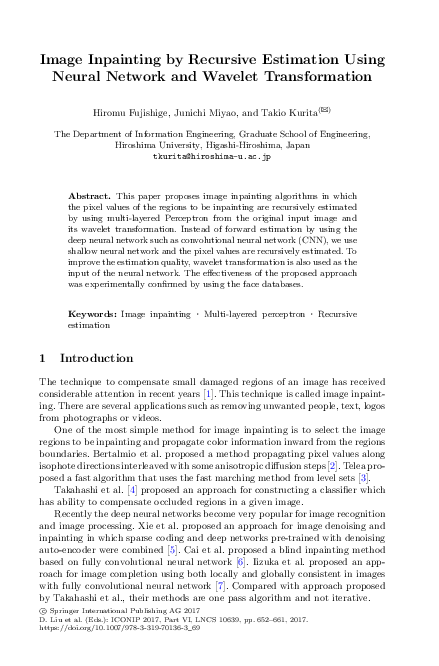 (PDF) Image Inpainting by Recursive Estimation Using Neural Network and ...