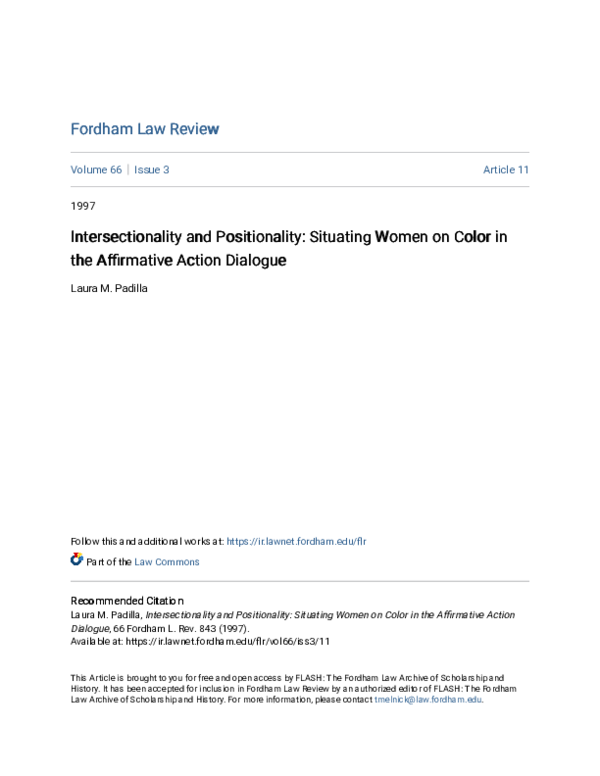 (PDF) Intersectionality and Positionality: Situating Women of Color in ...