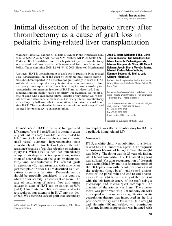 (PDF) Intimal dissection of the hepatic artery after thrombectomy as a ...