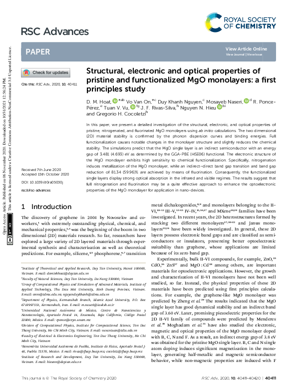 (PDF) Structural, electronic and optical properties of pristine and ...