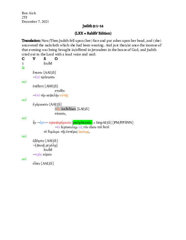 (PDF) Greek Diagram of Excerpts from the Book of Judith