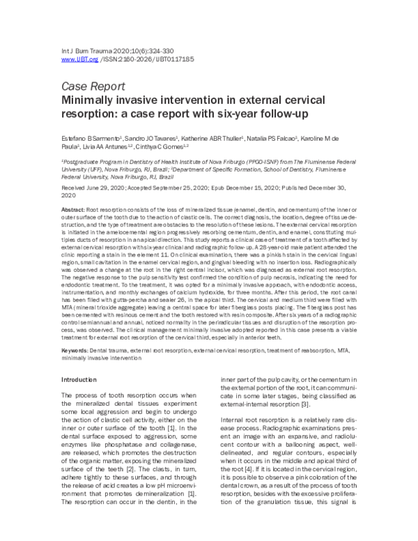 (PDF) Minimally invasive intervention in external cervical resorption ...
