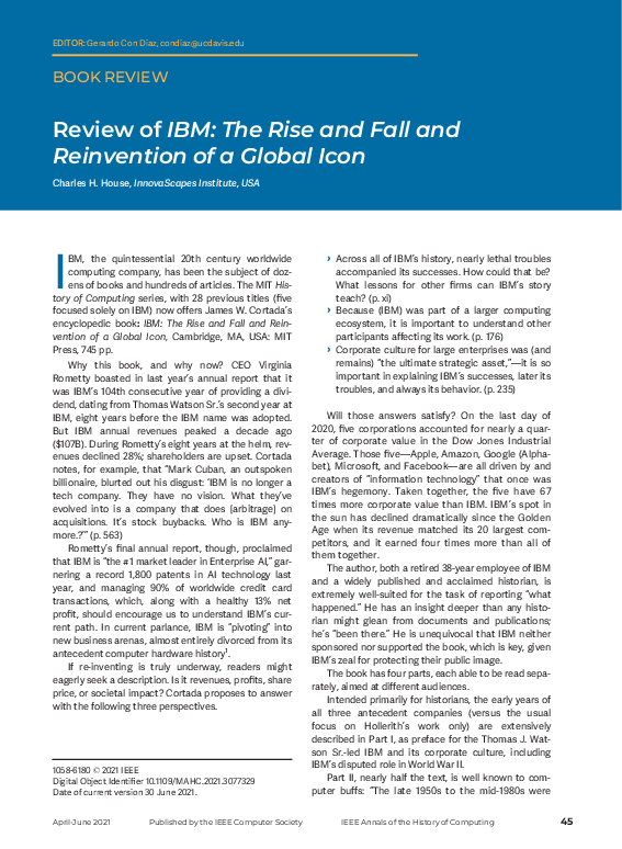 (PDF) Review of IBM: The Rise and Fall and Reinvention of a Global Icon