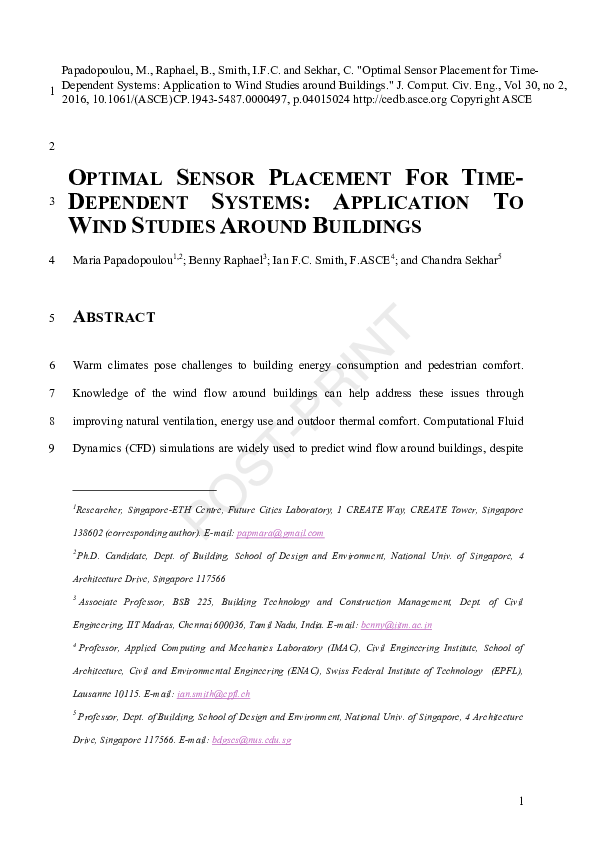 (PDF) Optimal Sensor Placement for Time-Dependent Systems: Application to Wind Studies around ...