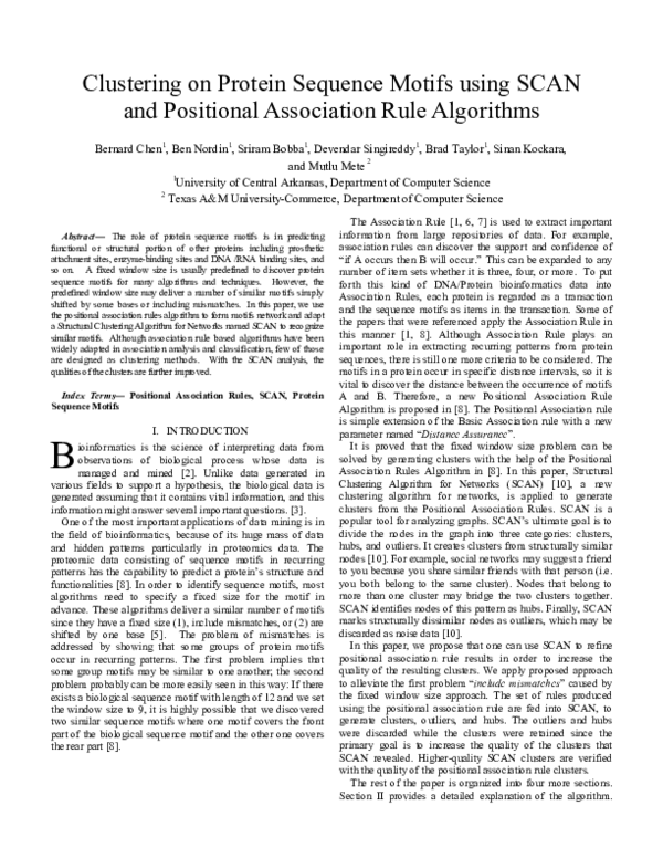 Clustering On Protein Sequence Motifs Using Scan And Positional