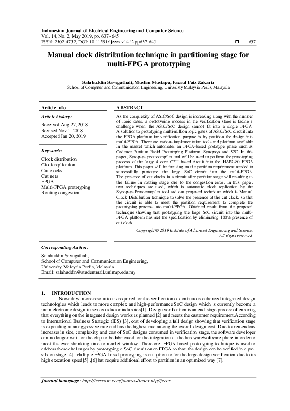 Pdf Manual Clock Distribution Technique In Partitioning Stage For Multi Fpga Prototyping
