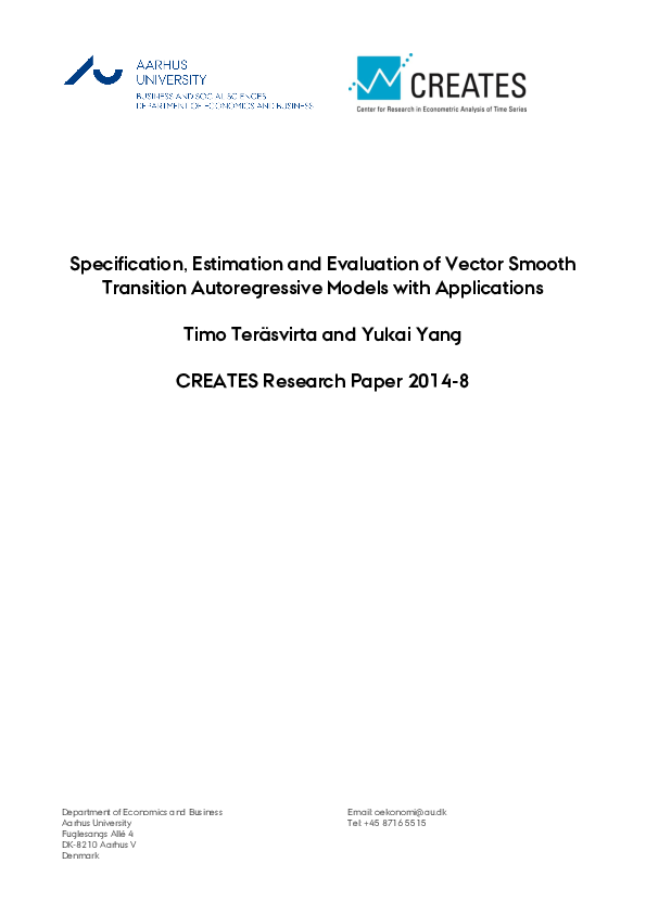 Pdf Specification Estimation And Evaluation Of Vector Smooth Transition Autoregressive Models