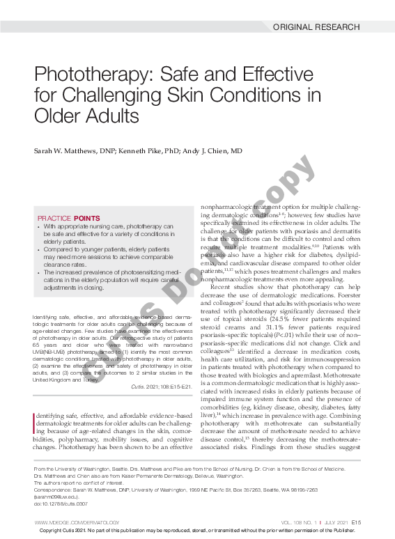 (PDF) Phototherapy: Safe and Effective for Challenging Skin Conditions ...