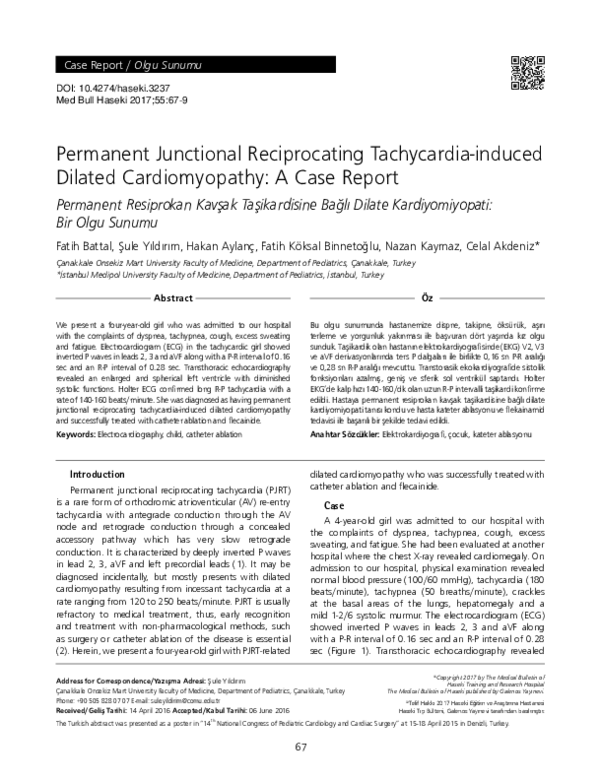 (PDF) [Permanent junctional reciprocating tachycardia in children and adolescents. Efficacy of ...