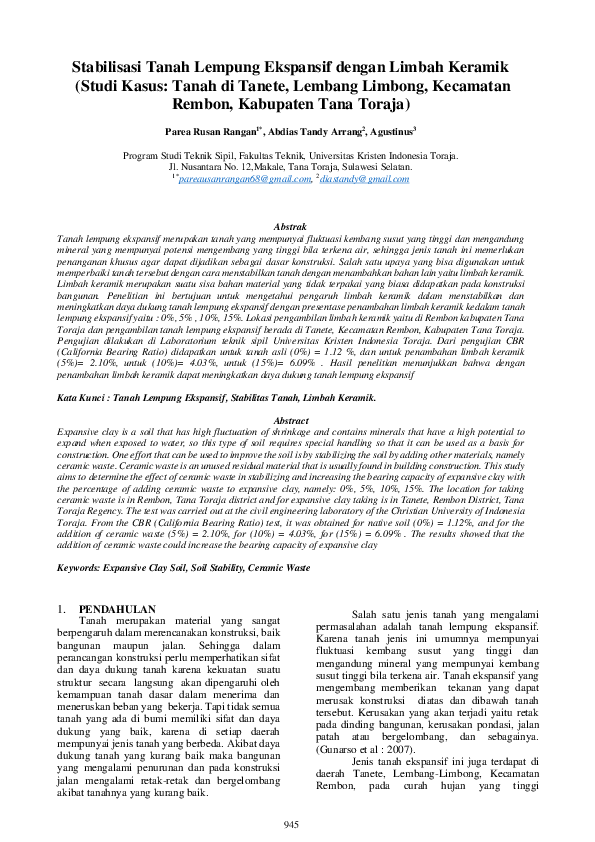 (PDF) Stabilisasi Tanah Lempung Ekspansif dengan Limbah Keramik