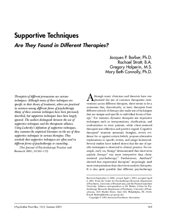 (PDF) Supportive techniques: are they found in different therapies?