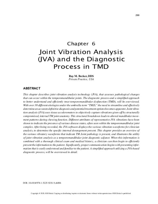 (PDF) Joint Vibration Analysis (JVA) and the Diagnostic Process in TMD