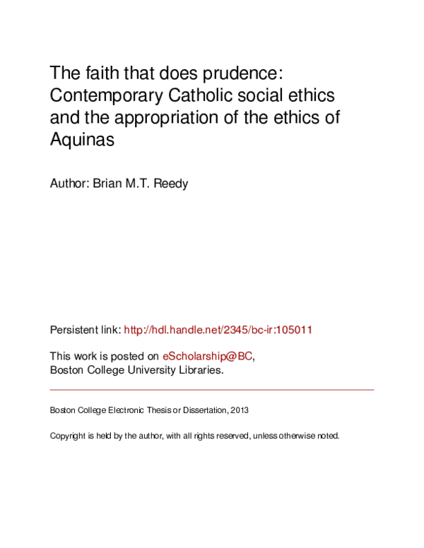 (PDF) The Faith that Does Prudence: Contemporary Catholic Social Ethics ...