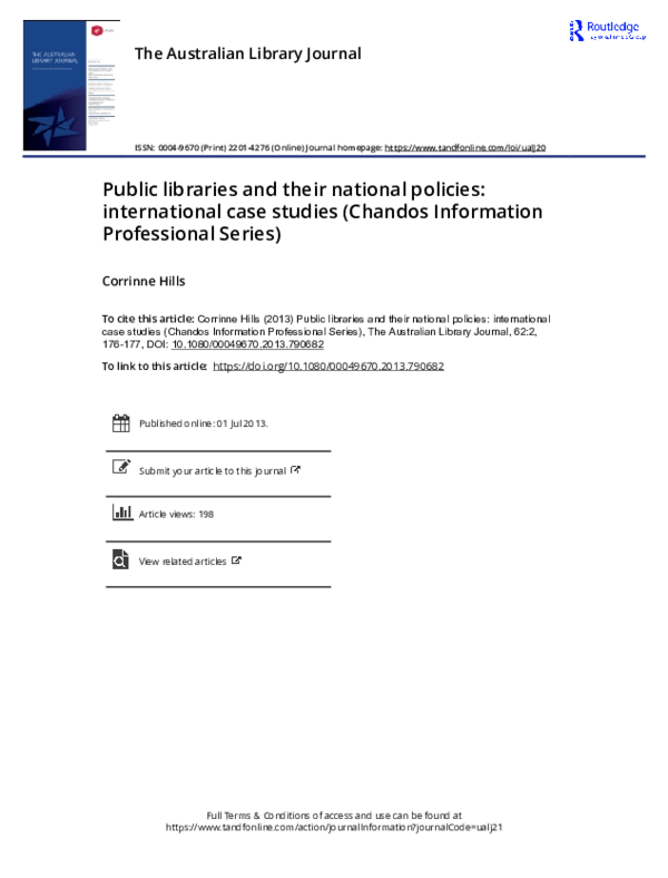 (PDF) Public libraries and their national policies: international case ...