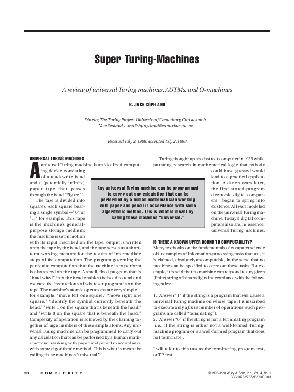 (PDF) Super Turing-machines