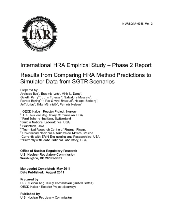 (PDF) International HRA Empirical Study - Phase 2 Report Results from ...