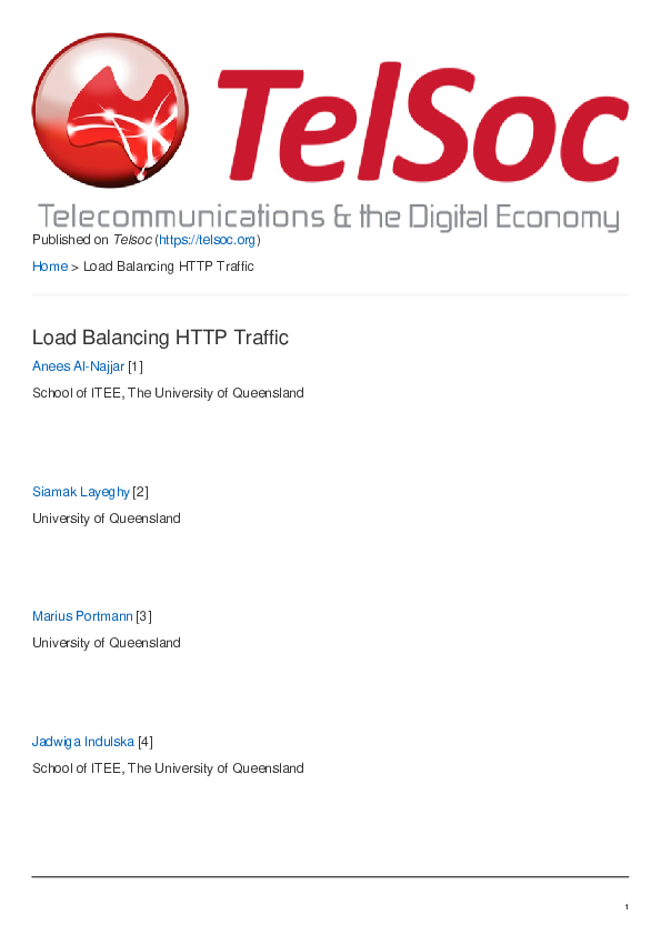 (PDF) Load Balancing HTTP Traffic