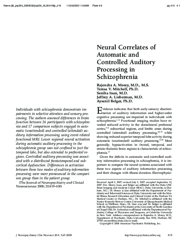 (PDF) Neural Correlates of Automatic and Controlled Auditory Processing ...