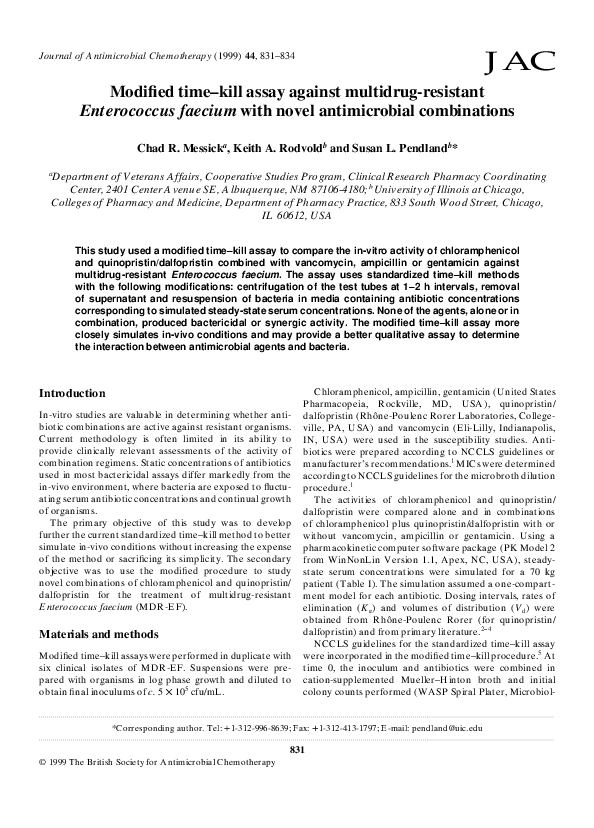 (PDF) Modified time-kill assay against multidrug-resistant Enterococcus ...