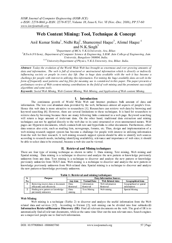 (PDF) Web Content Mining: Tool, Technique & Concept