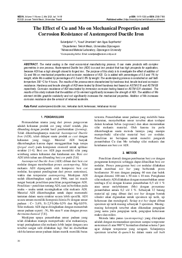 (PDF) The Effect of Cu and Mo on Mechanical Properties and Corrosion Resistance of Austempered ...