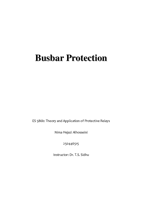 (PDF) Busbar Protection ES 586b: Theory and Application of Protective Relays
