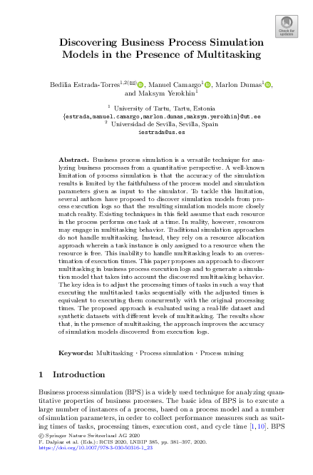 (PDF) Discovering Business Process Simulation Models in the Presence of Multitasking