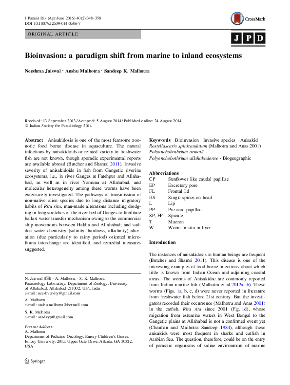 (PDF) Bioinvasion: a paradigm shift from marine to inland ecosystems