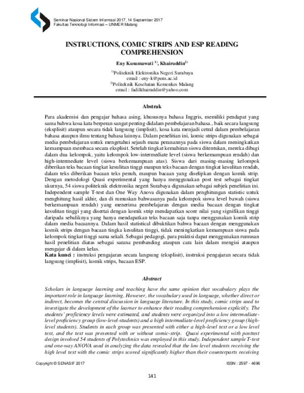 (PDF) Instructions, Comic Strips and Esp Reading Comprehension