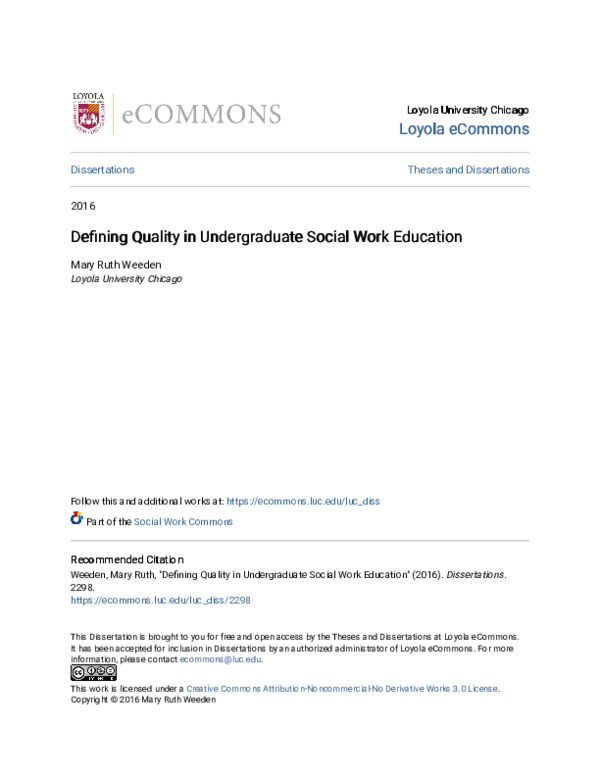 (PDF) Defining quality in undergraduate social work education | Mary R ...