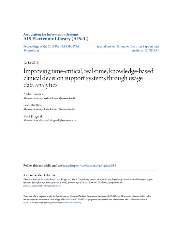 (PDF) Improving time-critical, real-time, knowledge-based clinical ...