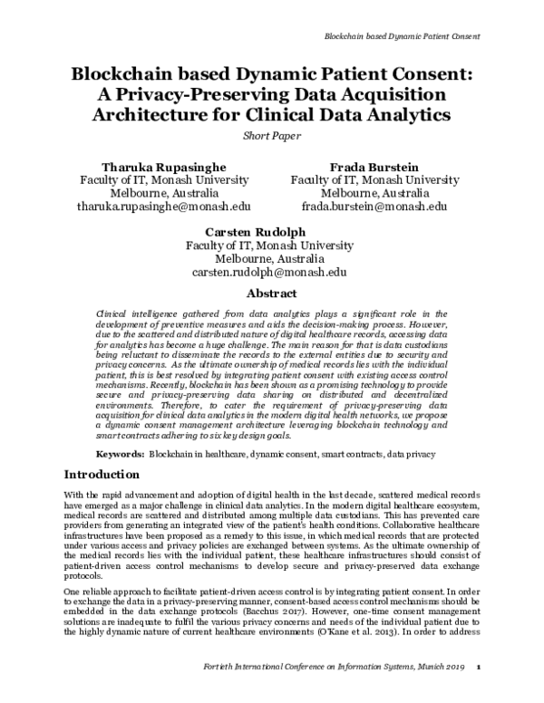 (PDF) Blockchain based Dynamic Patient Consent: A Privacy-Preserving ...