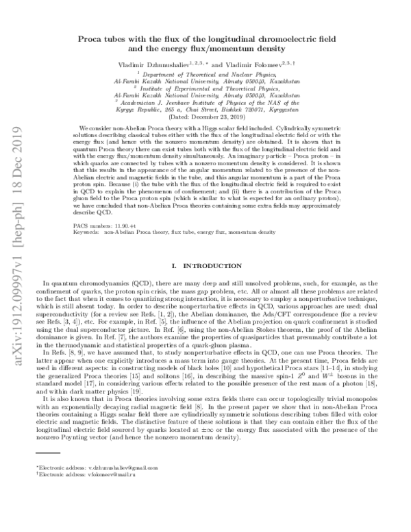 (PDF) Proca tubes with the flux of the longitudinal chromoelectric ...