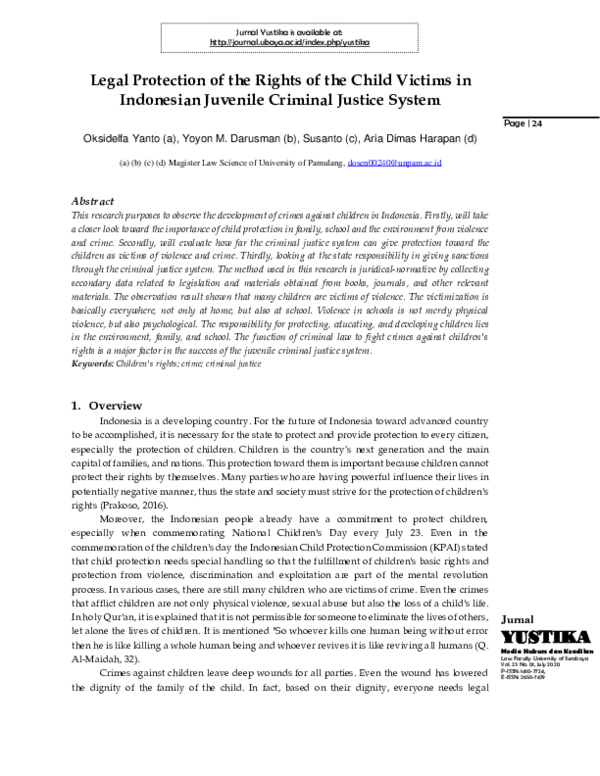 (PDF) Protecting Child Victims in Indonesia's Juvenile Justice System