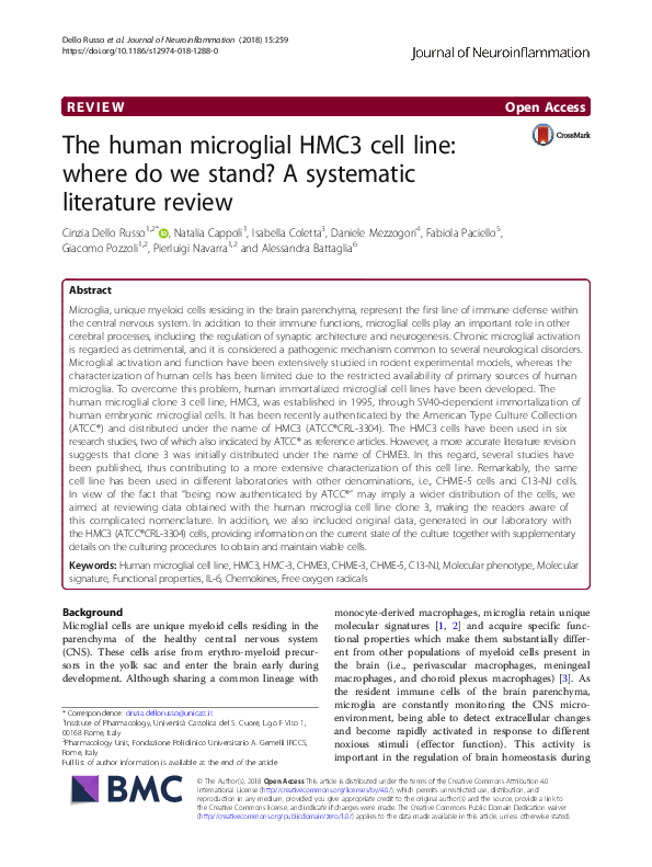 (PDF) The human microglial HMC3 cell line: where do we stand? A ...