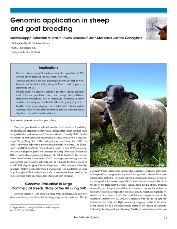 (PDF) Genomic application in sheep and goat breeding