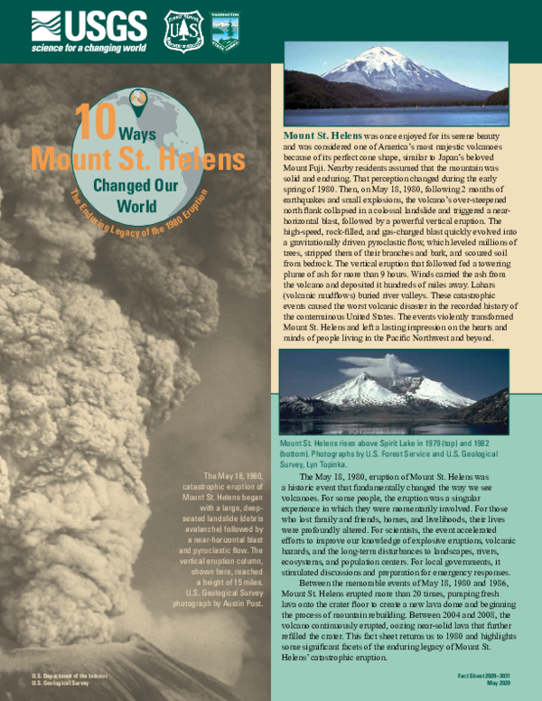 (PDF) Ten ways Mount St. Helens changed our world—The enduring legacy ...
