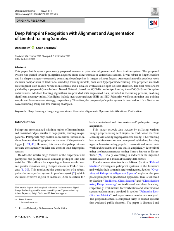 Pdf Deep Palmprint Recognition With Alignment And Augmentation Of