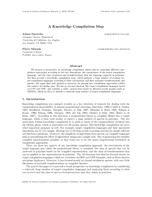 (PDF) A Knowledge Compilation Map