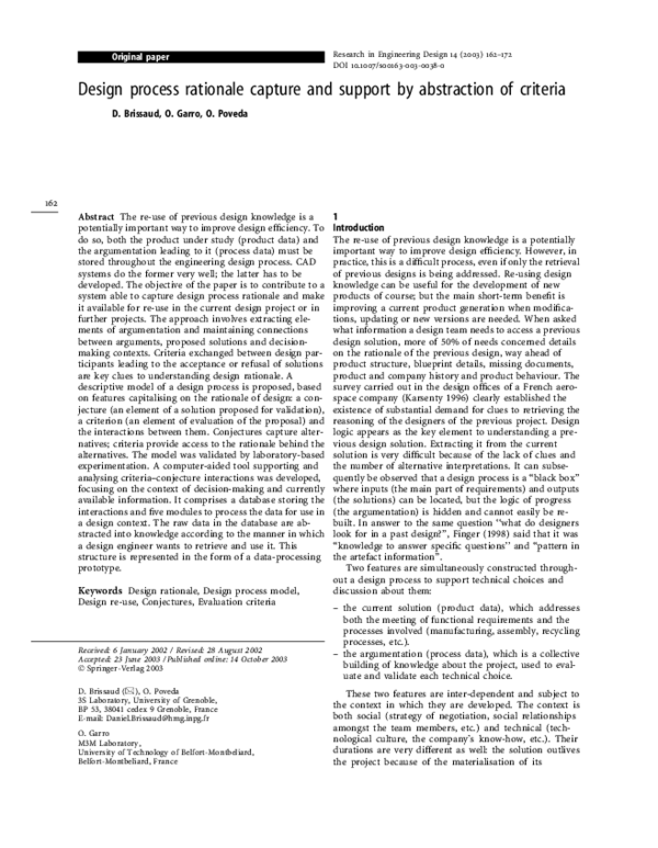 (PDF) Design process rationale capture and support by abstraction of ...