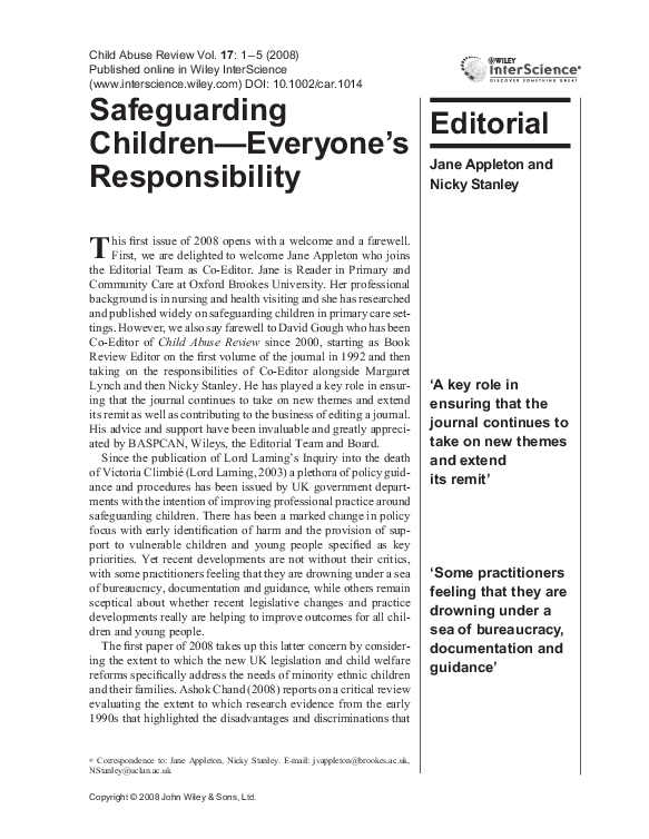 (PDF) Safeguarding children—everyone's responsibility