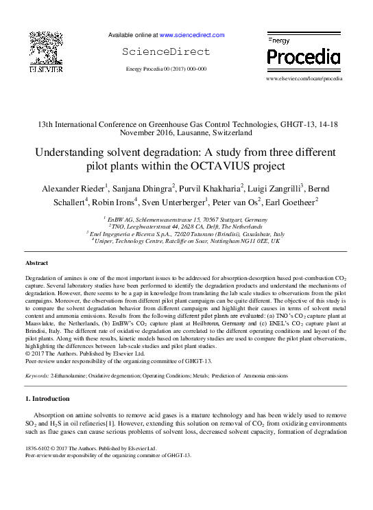 (PDF) Understanding Solvent Degradation: A Study from Three Different ...