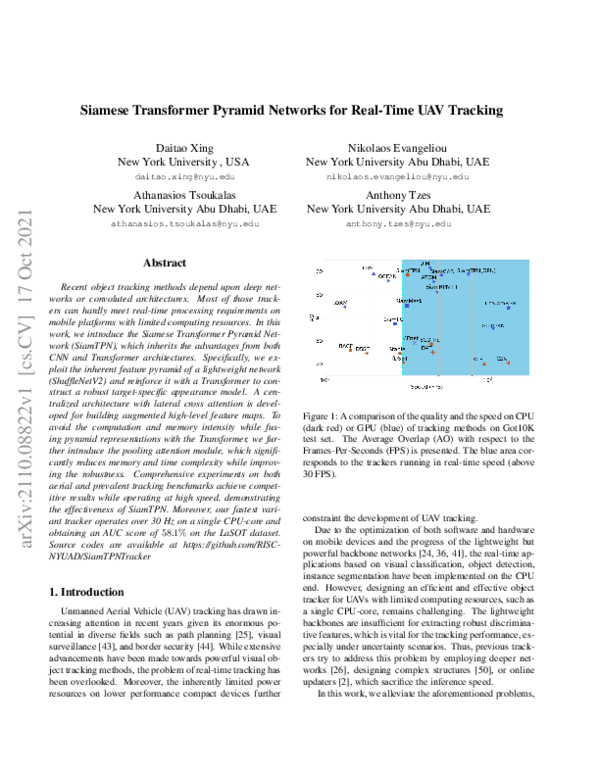 (PDF) Siamese Transformer Pyramid Networks for Real-Time UAV Tracking
