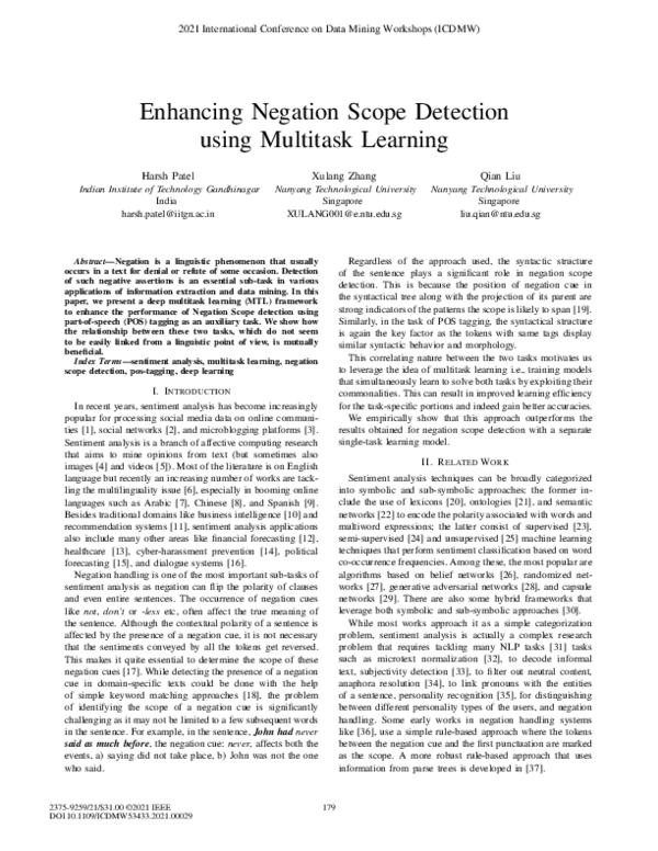 Pdf Enhancing Negation Scope Detection Using Multitask Learning