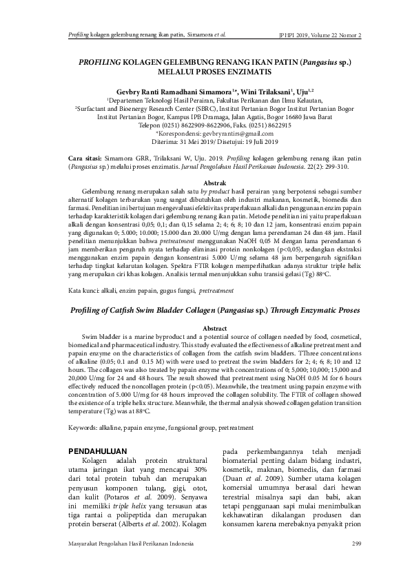 (PDF) Profiling of Catfish Swim Bladder Collagen (Pangasius sp ...
